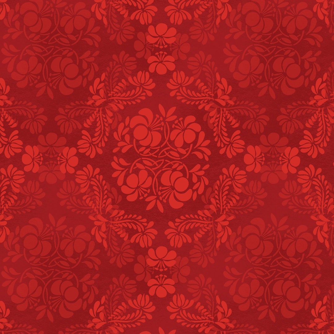 Studio E Red Damask Cotton Fabric by the Yard Poppy Days Red - Etsy