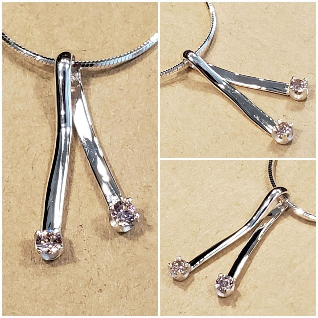 Breast Cancer Ribbon in Sterling Silver W/ 2-pink CZ - Etsy