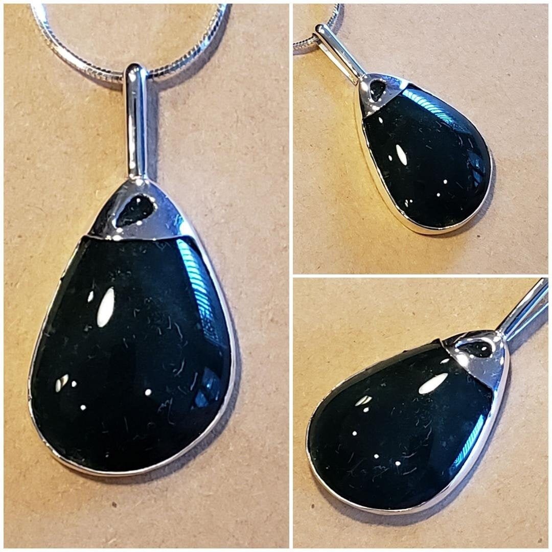 Jade Set in a Modern Sterling Silver Pendant With Chain. - Etsy
