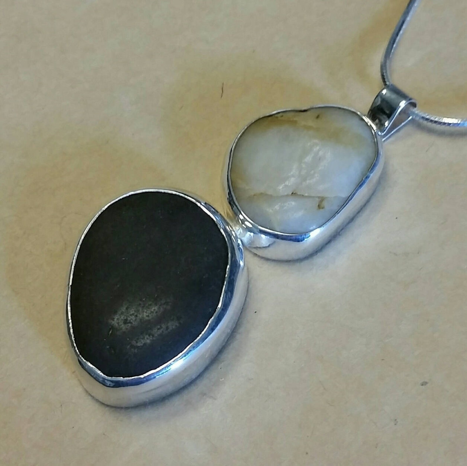 Natural Beach Stones Set Into an Abstract Sterling Silver - Etsy