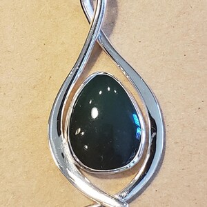 Jade Natural Stone Set in a Simple Modern Sterling Silver Pendant With ...