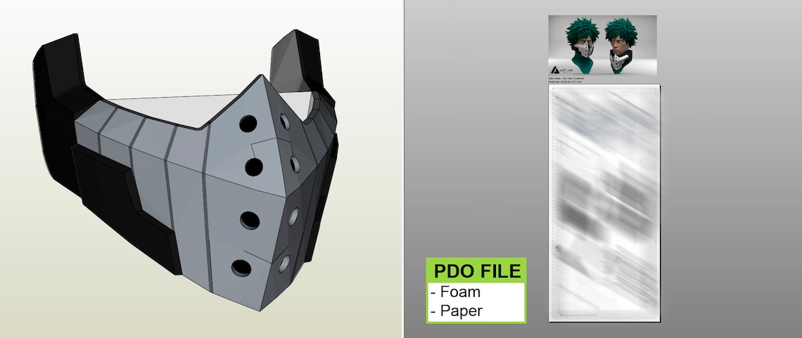 Deku Mask MHA 3D Print & Pepakura - Etsy