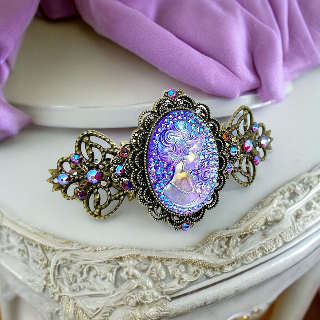 Steampunk Iridescent Cameo Hair Clip, Hair Accessory, Victorian Vintage ...