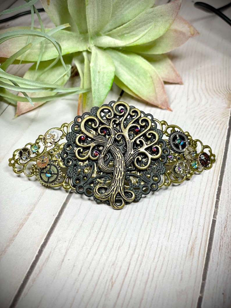 Steampunk Tree of Life Hair Clip, Cogs & Gears Hair Accessory ...