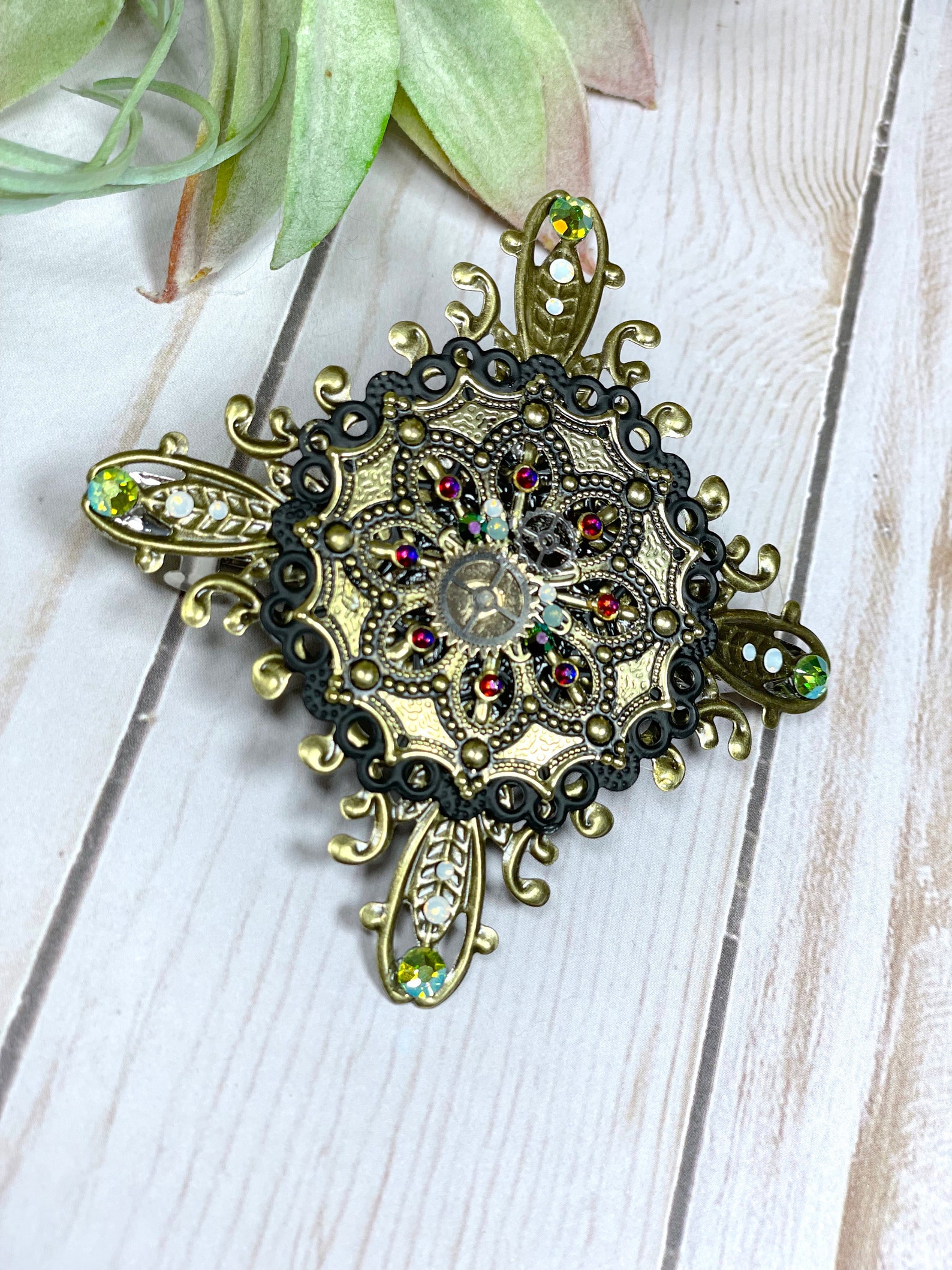 Steampunk Rhombus Hair Clip, Cogs & Gears Hair Accessory, Victorian ...