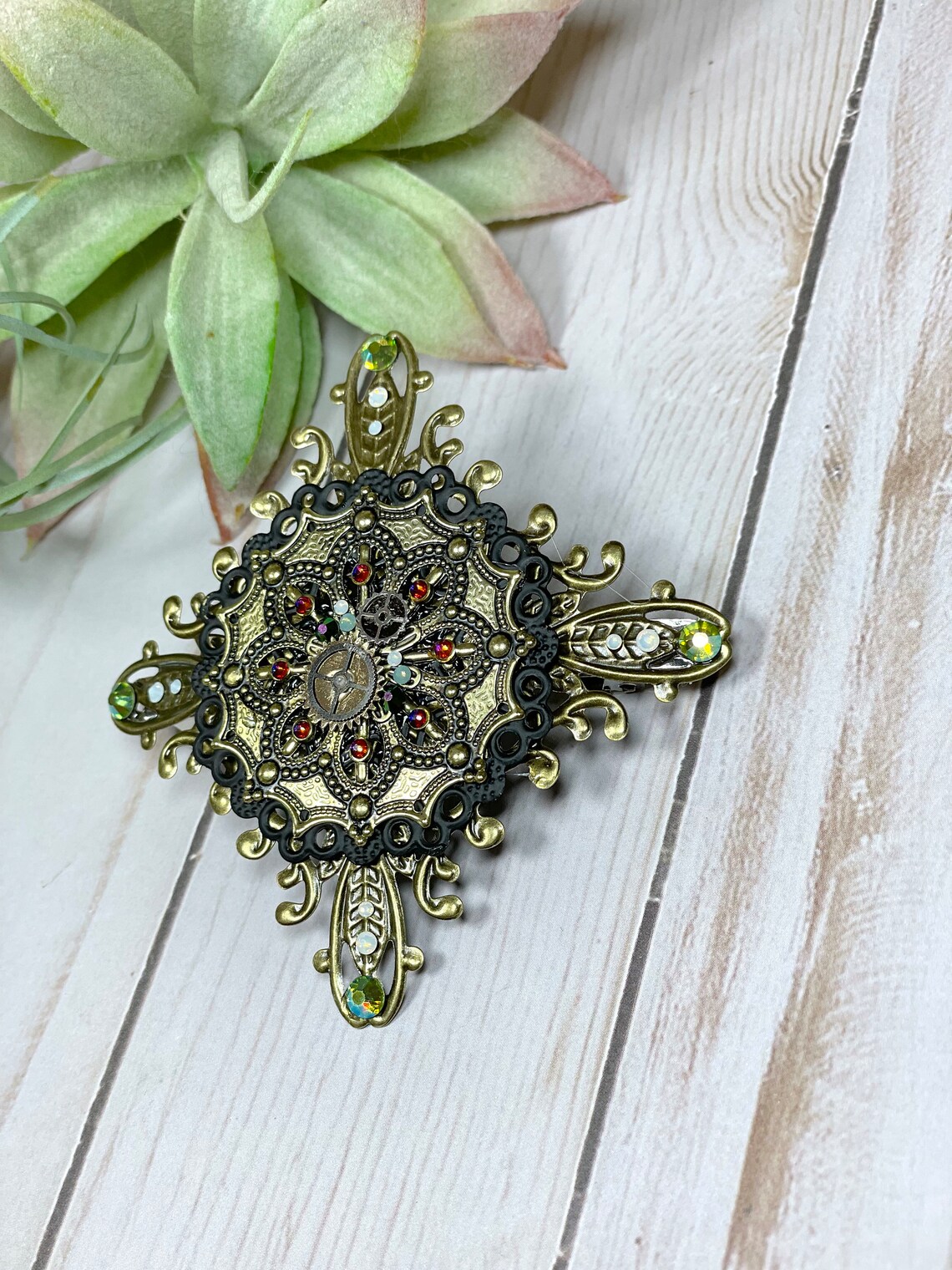 Steampunk Rhombus Hair Clip, Cogs & Gears Hair Accessory, Victorian ...