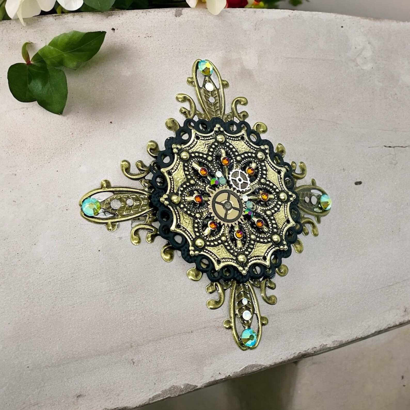 Steampunk Rhombus Hair Clip, Cogs & Gears Hair Accessory, Victorian ...