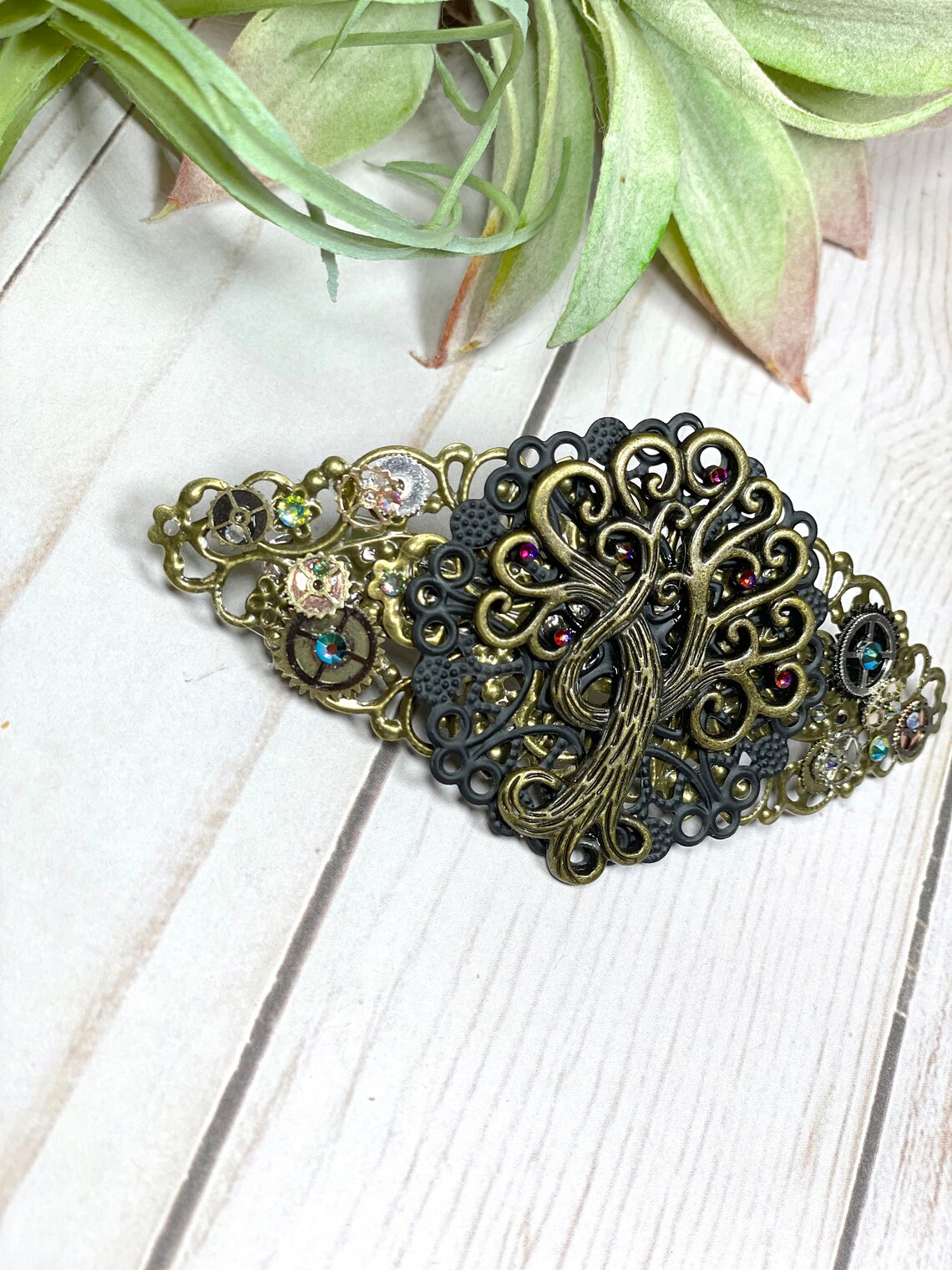 Steampunk Tree of Life Hair Clip, Cogs & Gears Hair Accessory ...