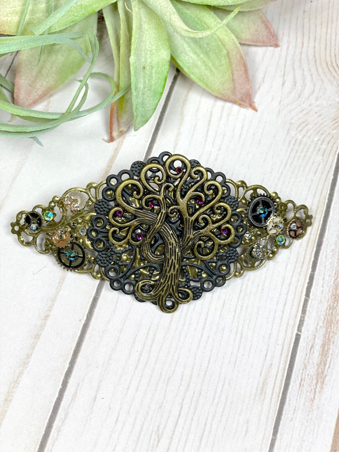 Steampunk Tree of Life Hair Clip, Cogs & Gears Hair Accessory ...