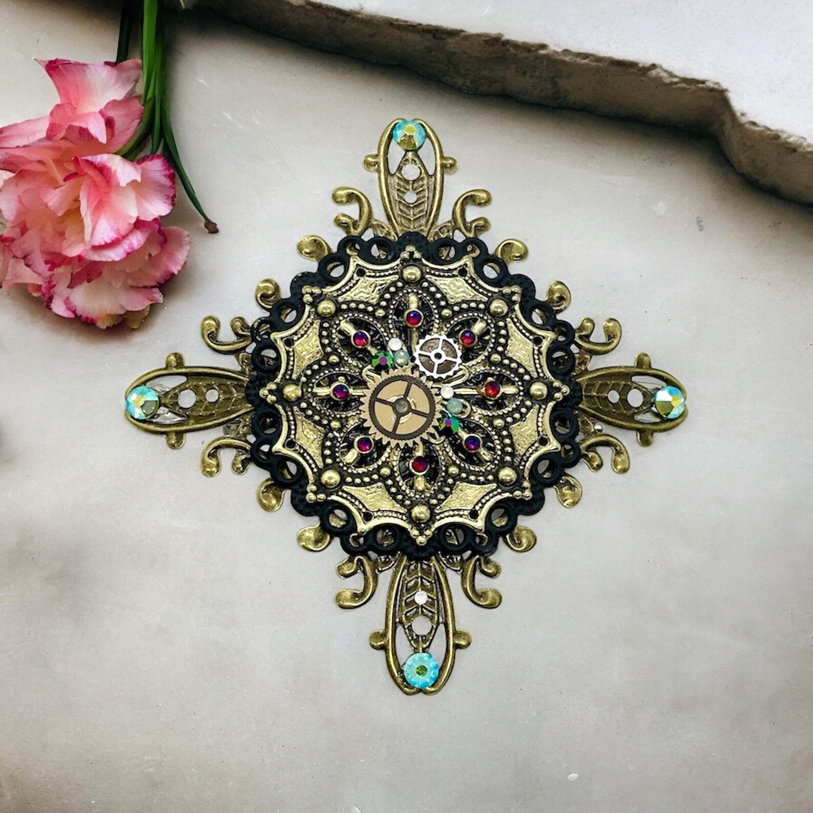 Steampunk Rhombus Hair Clip, Cogs & Gears Hair Accessory, Victorian ...
