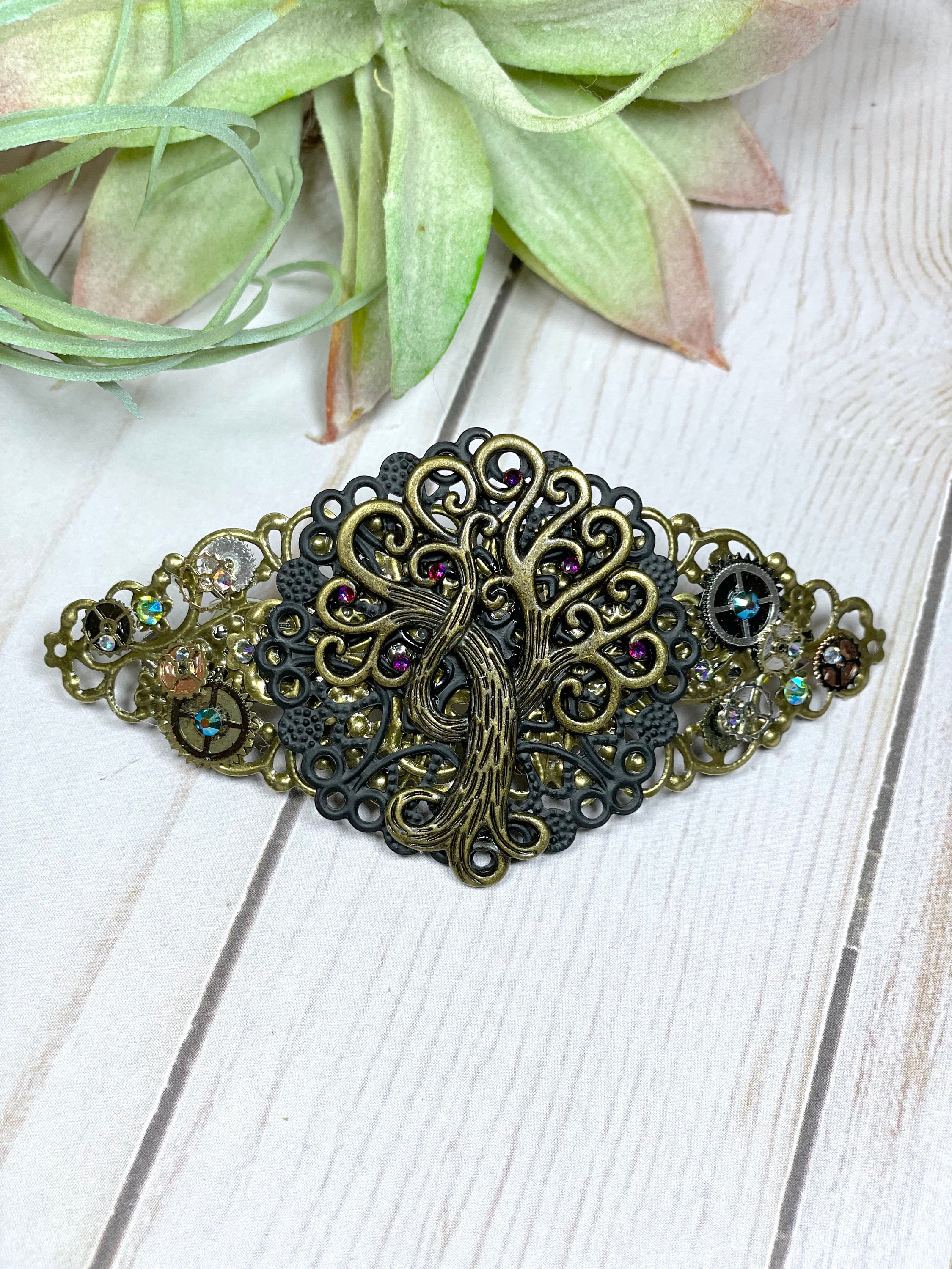 Steampunk Tree of Life Hair Clip, Cogs & Gears Hair Accessory ...