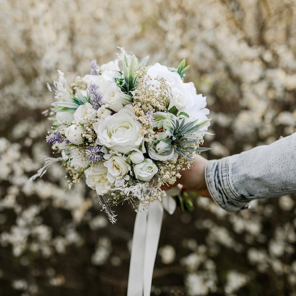 White Rose and Babys Breath Bouquets - Etsy