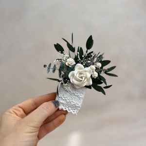 Romantic Greenery Pocket Boutonniere With White Rose Boutonniere for ...