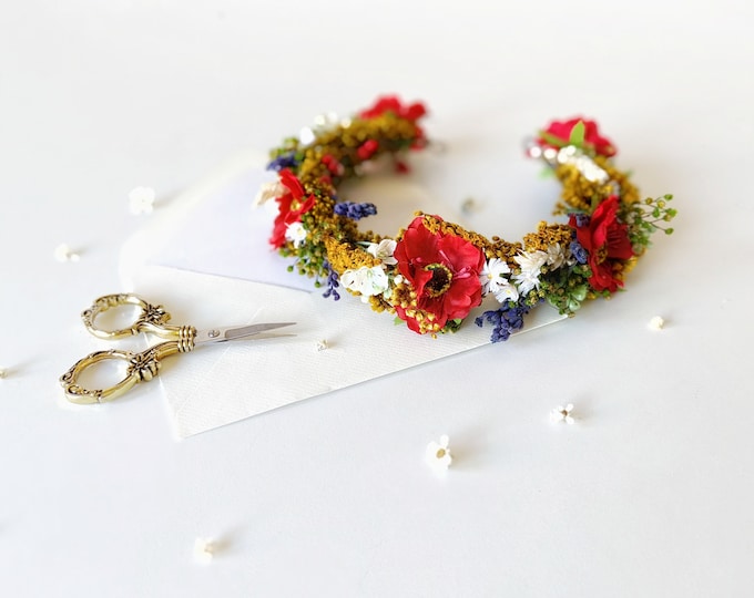 Slavic Flower Crown, Kokoshnik Folk Headdress, Czech, Ukranian, Slovak ...