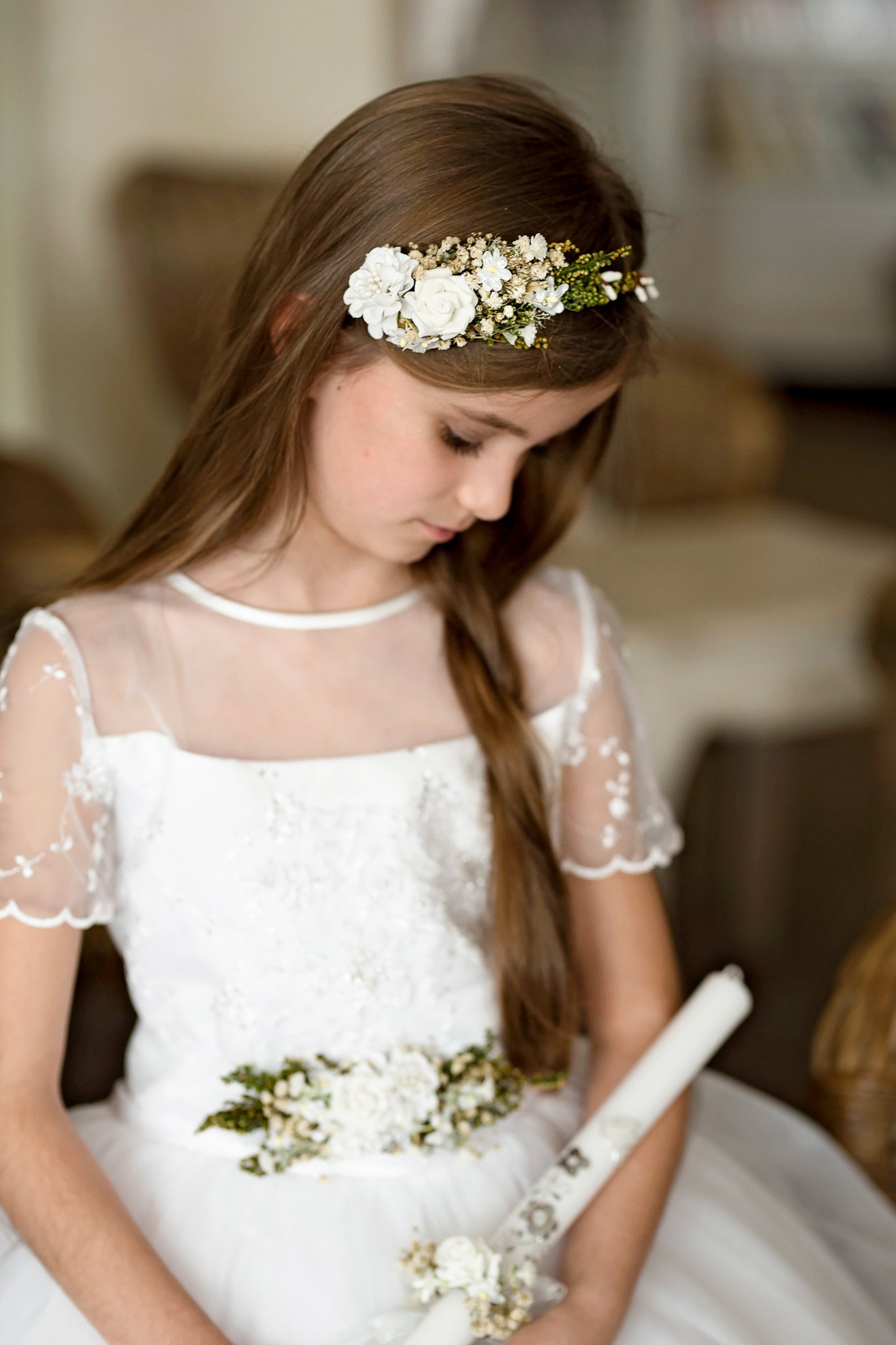 Headband for First Holy Communion White Floral Headband - Etsy