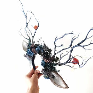 Black Fairy Crown Black Pagan Crown Horns Crown Antlers Crown Deer ...