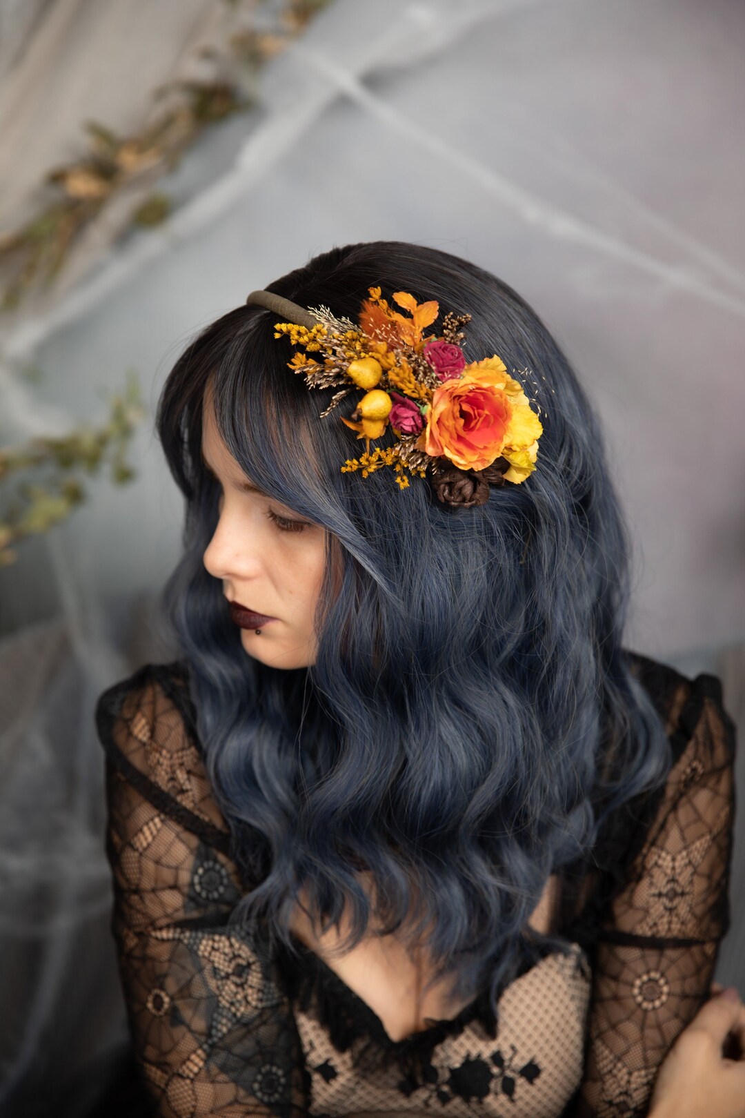 Autumn Flower Headband Fall Wedding Headpiece With Pears Bridal ...