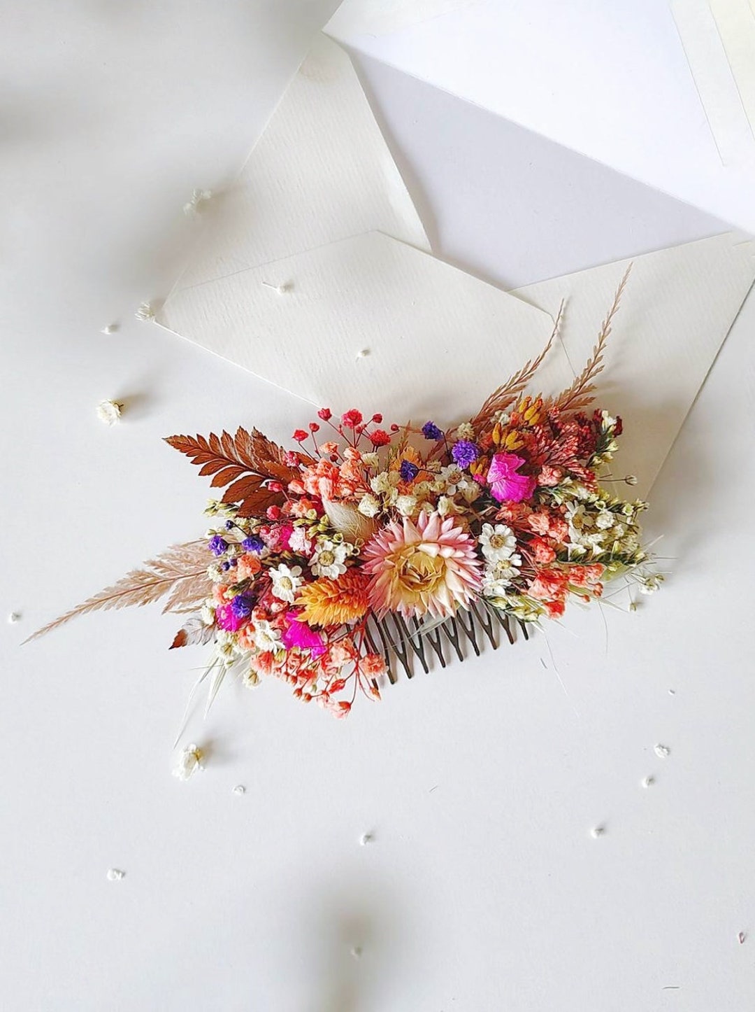 Summer Wedding Hair Comb Preserved Dried Flower Headpiece Cottage Core ...
