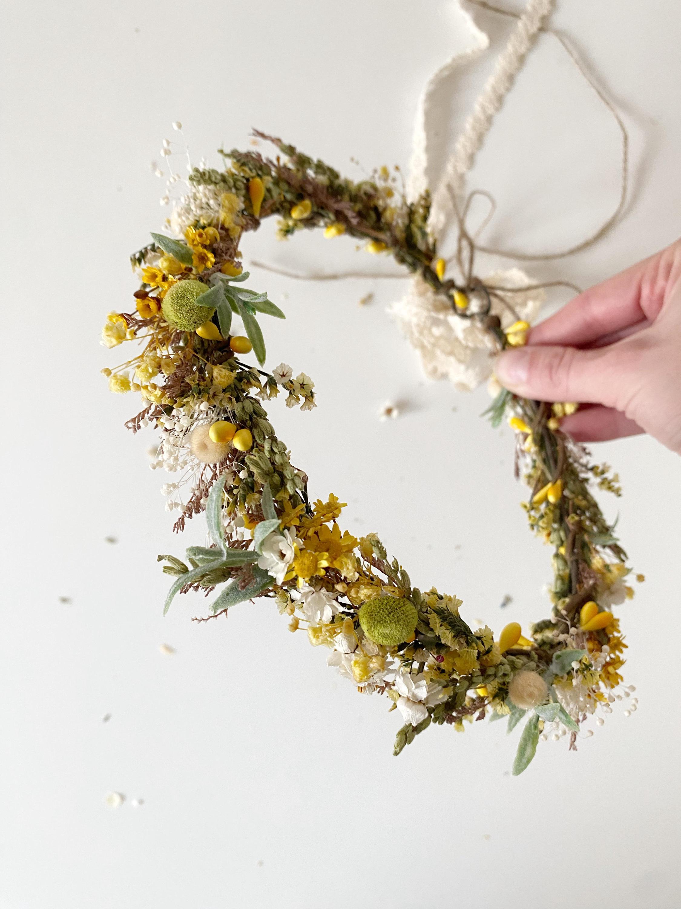 Rustic Flower Wedding Crown: Yellow Green Meadow Hair Wreath - Etsy
