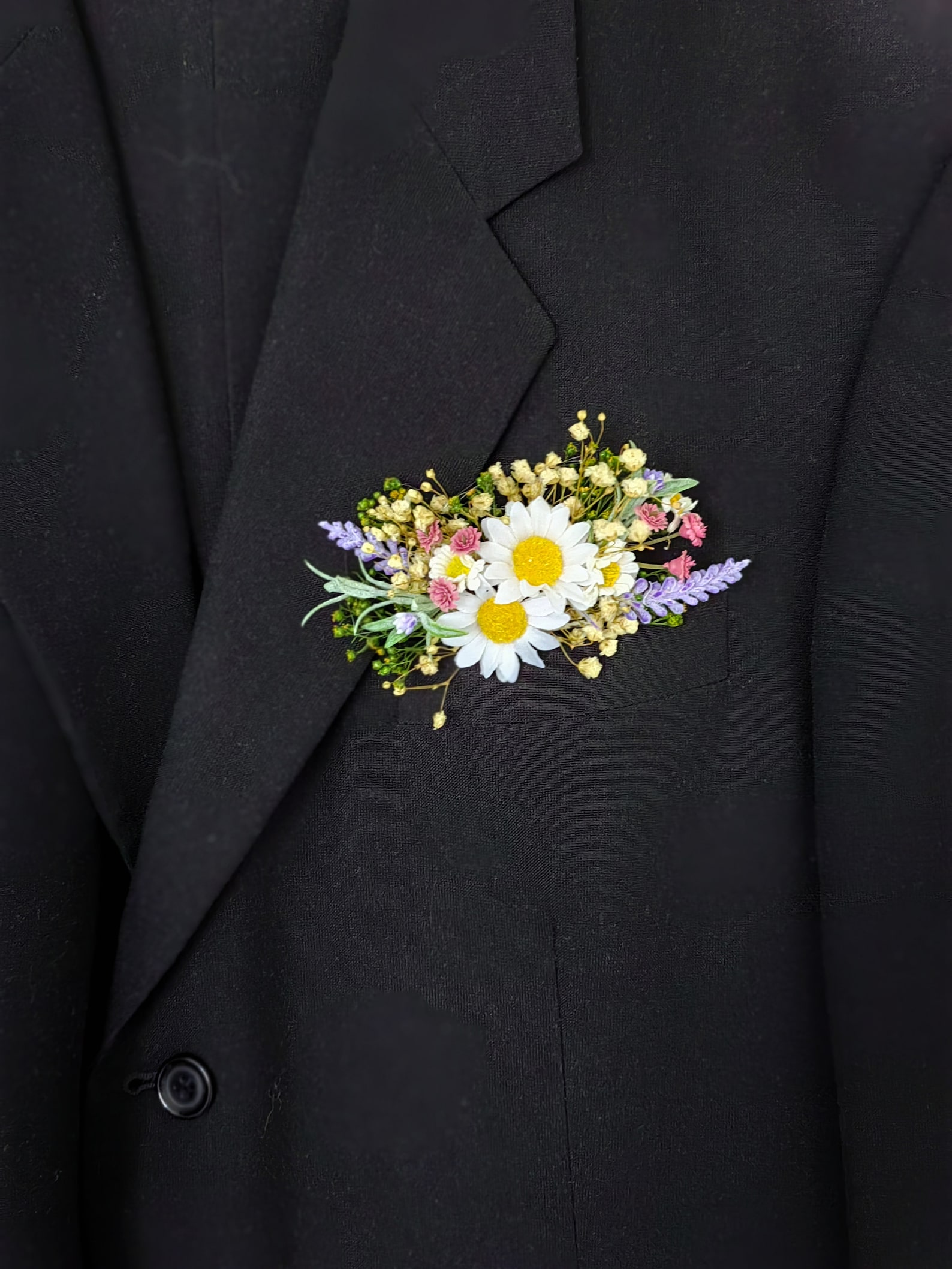Meadow Pocket Boutonniere Spring Daisy Flower Pocket Square Groom ...