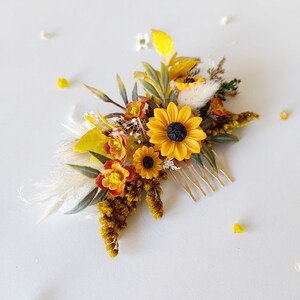 Sunflower Hair Comb Yellow Bridal Hair Comb Summer Wedding Bridal Hair ...