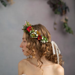 Folk Crown With Poppy Flower and Ear of Wheat Colourful Wreath Flower ...