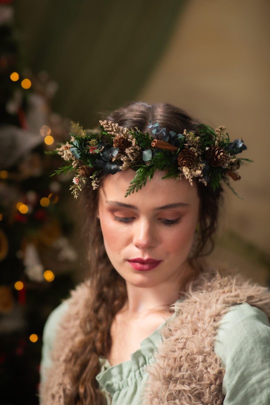 Woodland Hair Wreath Boho Hair Wreath Winter Wedding Woodland Wedding ...