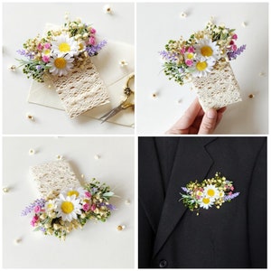 Meadow Daisy Boutonniere Spring Flower Buttonhole Groom Wildflowers ...