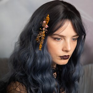 Ochre and Black Mini Hair Comb Wedding Hair Comb Black Flower - Etsy