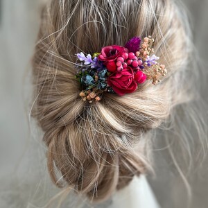 Red Flower Hair Clip Bridal Hair Clip With Red Roses Hair Accessories ...