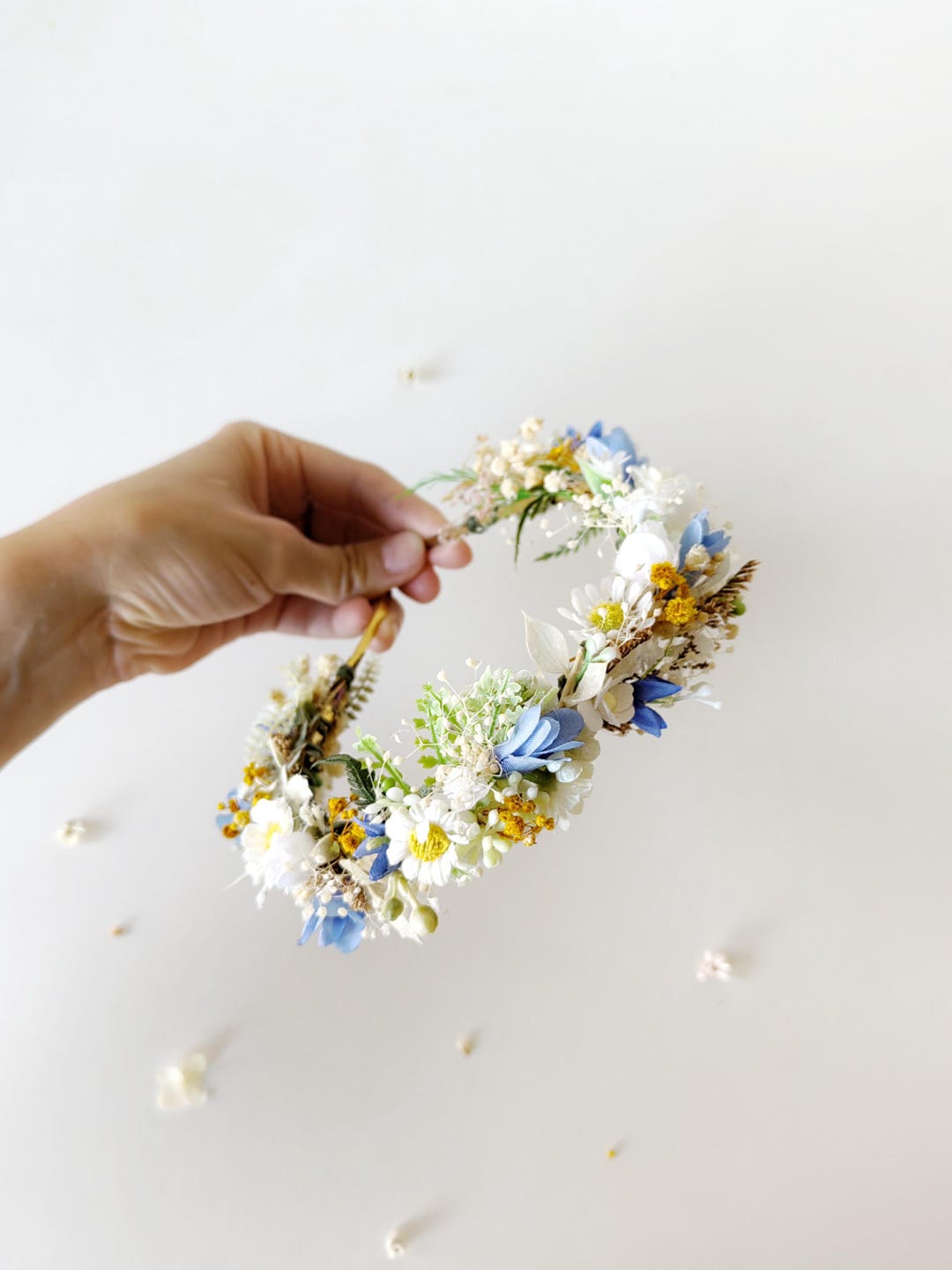 Meadow Flower Headband White Blue Flower Headband Daisy Headband Spring ...