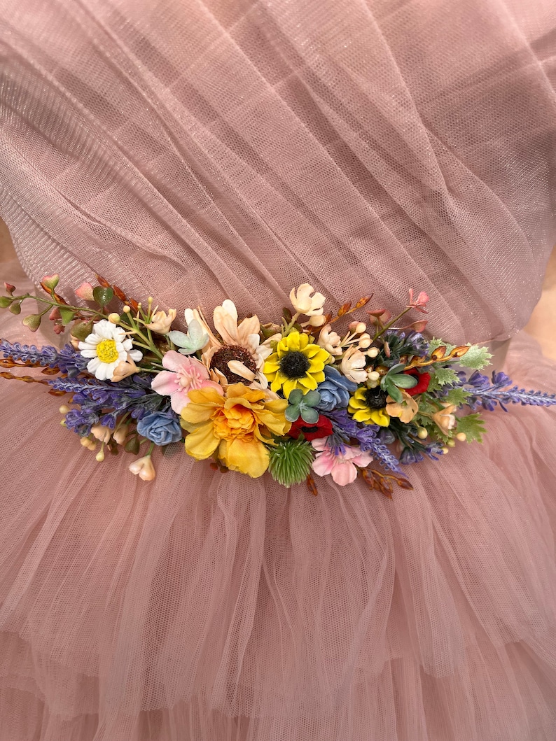 Colorful Flower Wedding Belt: Sunflower, Daisy, Lavender - Etsy