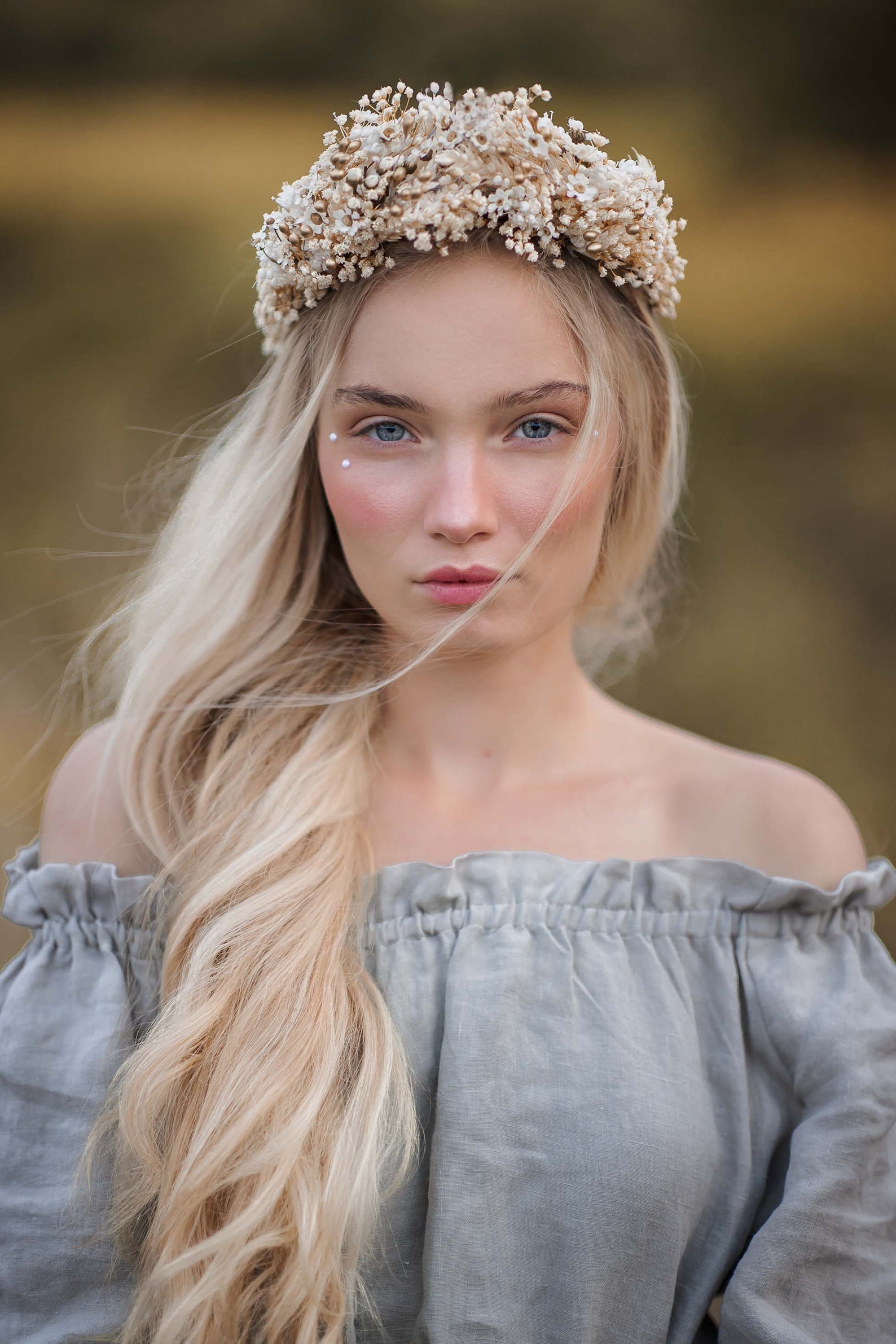 Dried Flower Hair Crown Ivory Bridal Hair Crown Magaela - Etsy