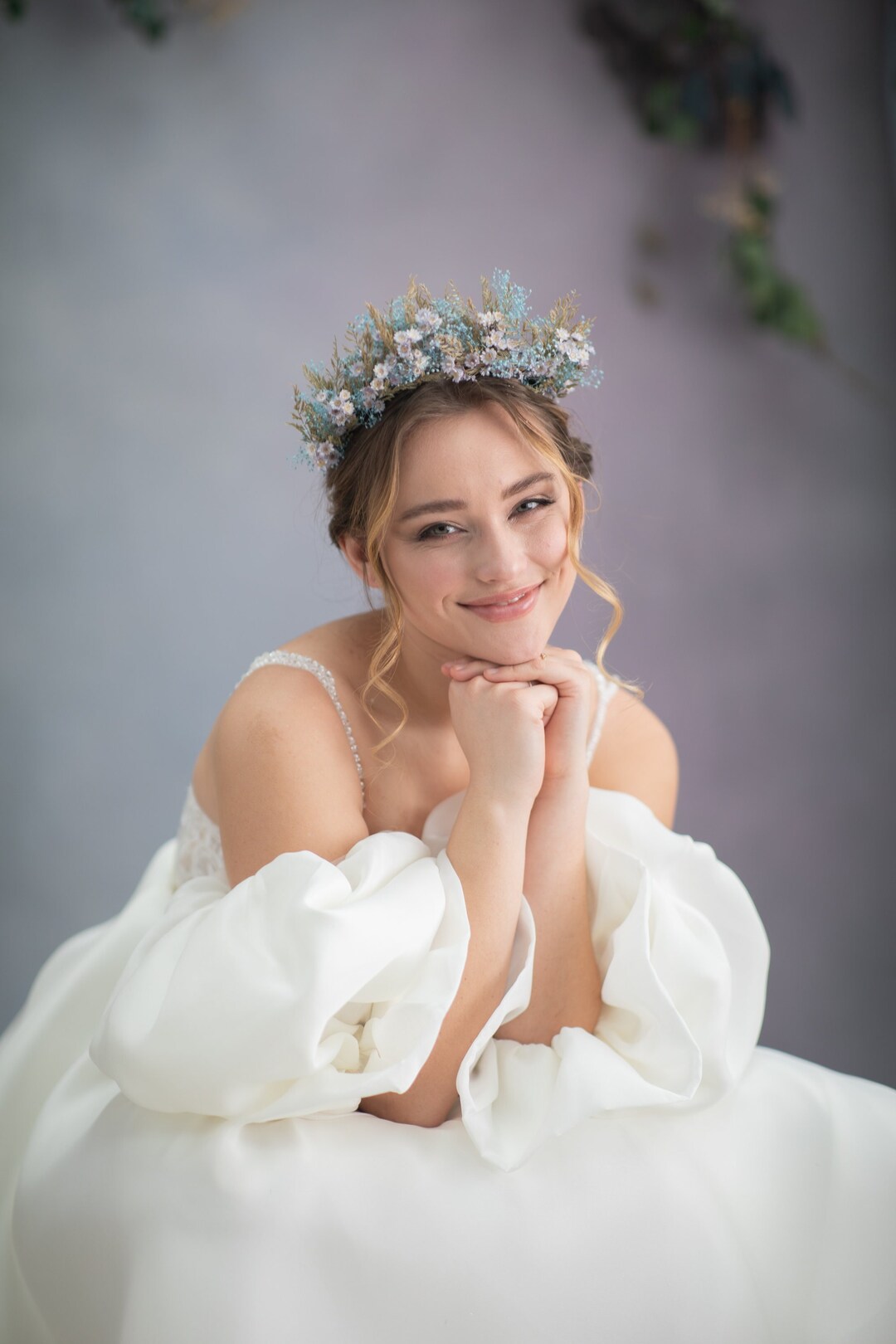 Baby Blue Bridal Crown Natural Flower Crown Fairy Bridal Crown Natural ...