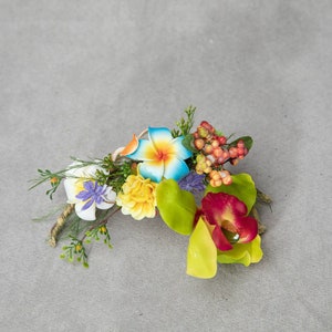 Exotic Flower Hair Comb Plumeria Tropical Wedding Headpiece Colourful ...