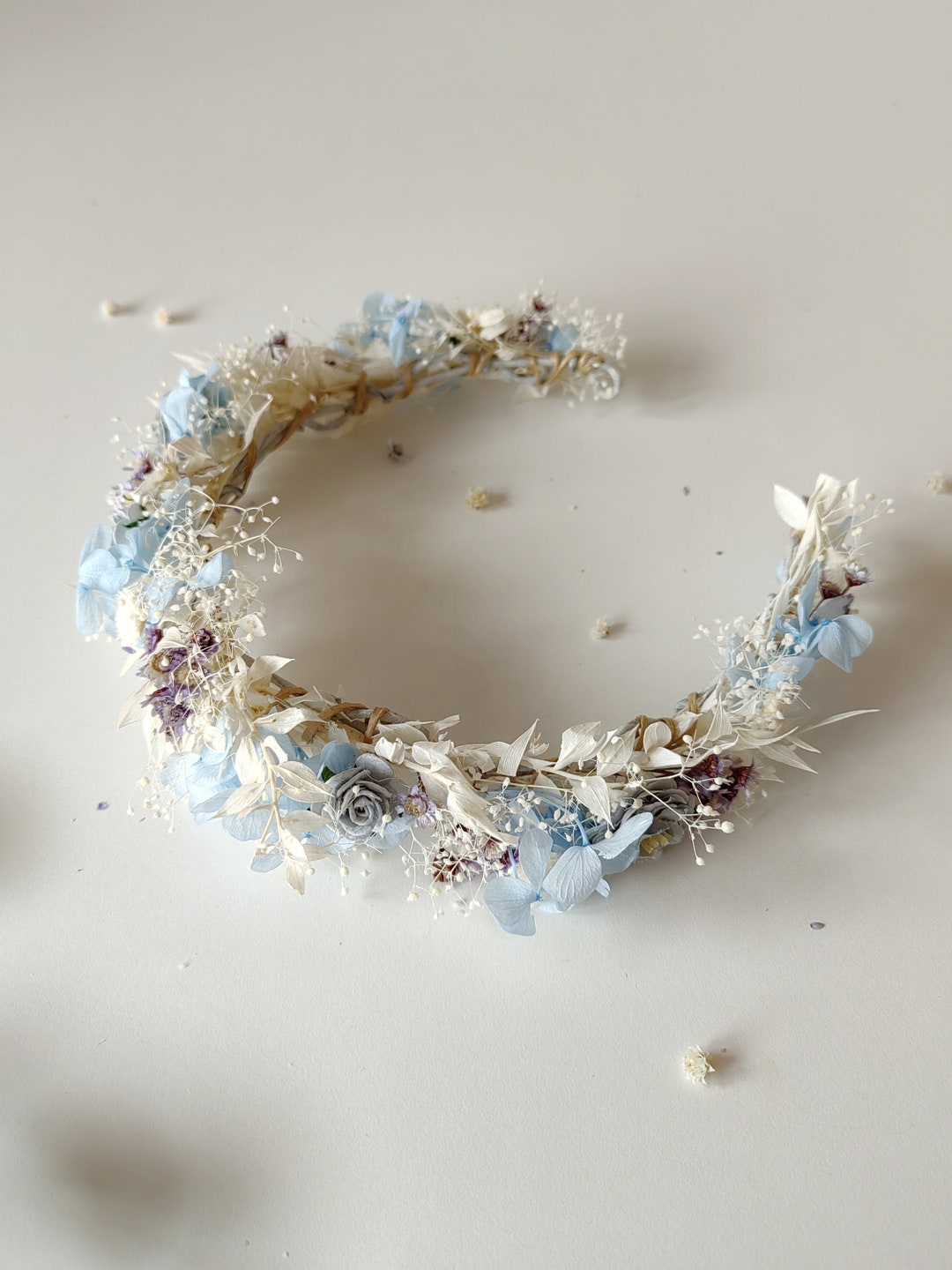 Romantic Flower Half Wreath Summer Bridal Wreath Baby Blue Wreath ...