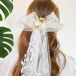 First Holy Communion Hair Bow White Flower Hair Clip Flower Girl Clip ...