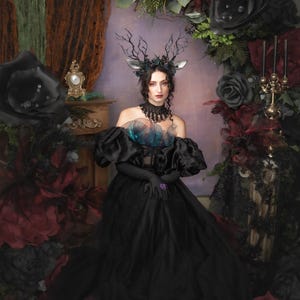 Black Fairy Crown Black Pagan Crown Horns Crown Antlers Crown Deer ...