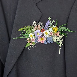 Meadow Pocket Boutonniere Wild Flower Pocket Square Groom Accessory ...