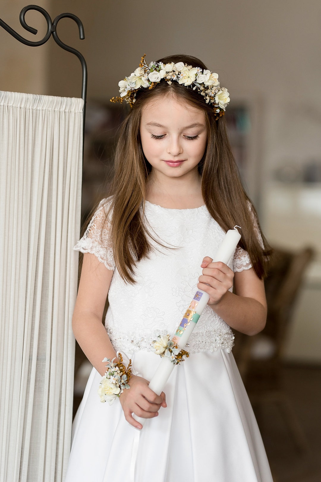Headband for First Holy Communion White Floral Headband Communion Girls ...