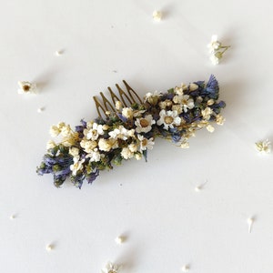 Natural Lavender Hair Comb Violet and White Floral Comb Magaela Wedding ...