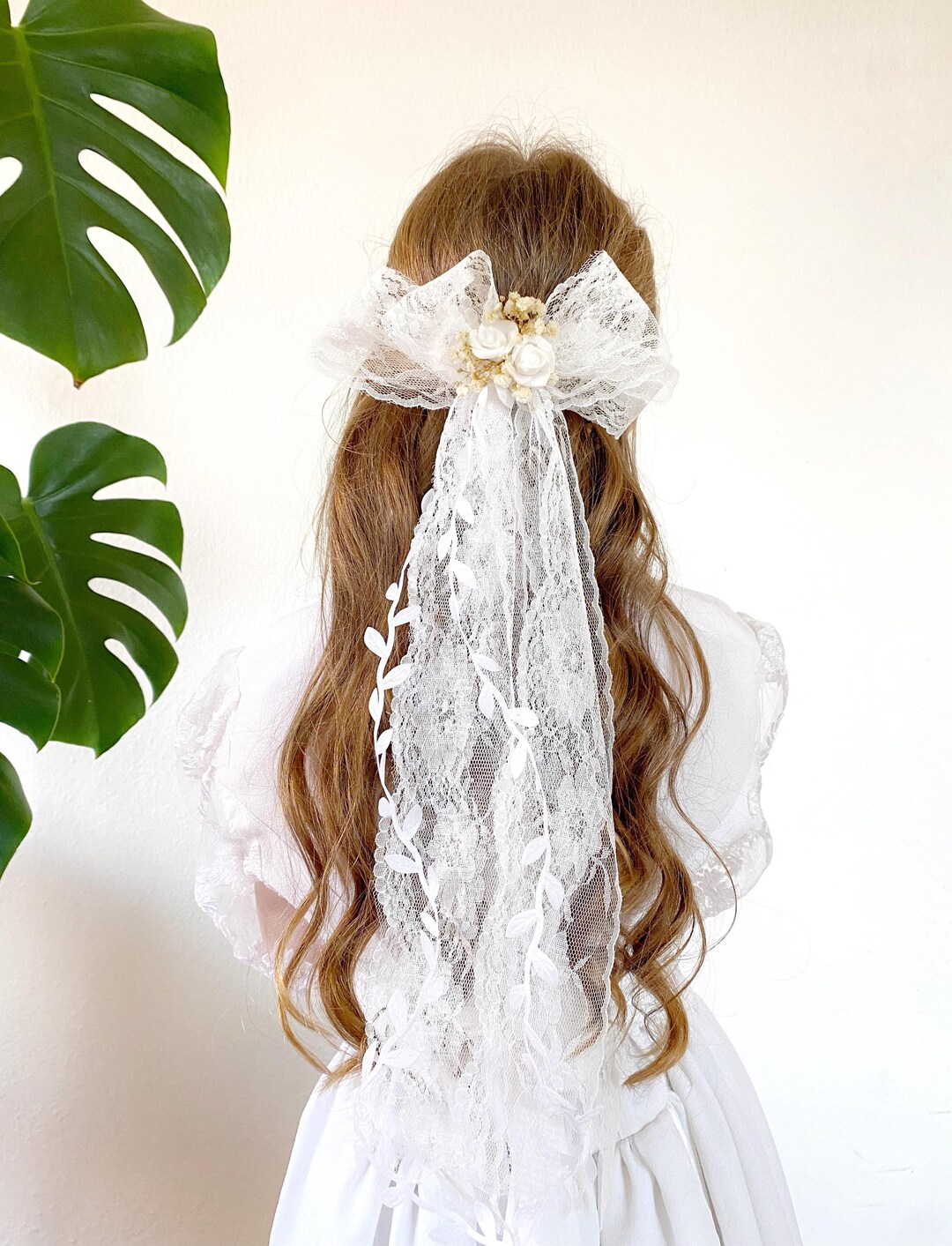 First Holy Communion Hair Bow White Flower Hair Clip Flower Girl Clip ...