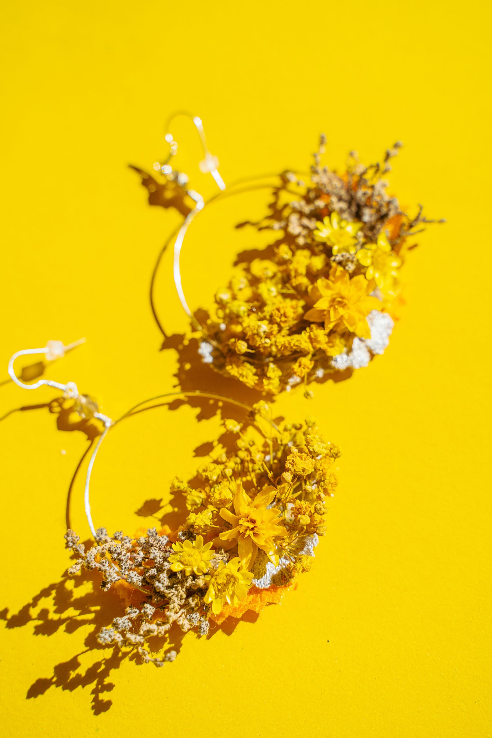 Ochre Flower Earrings for Bride Circle Floral Earrings Mustard | Etsy