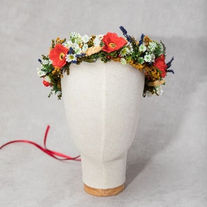 Folk Crown With Poppy Flower and Ear of Wheat Colourful Wreath Flower ...
