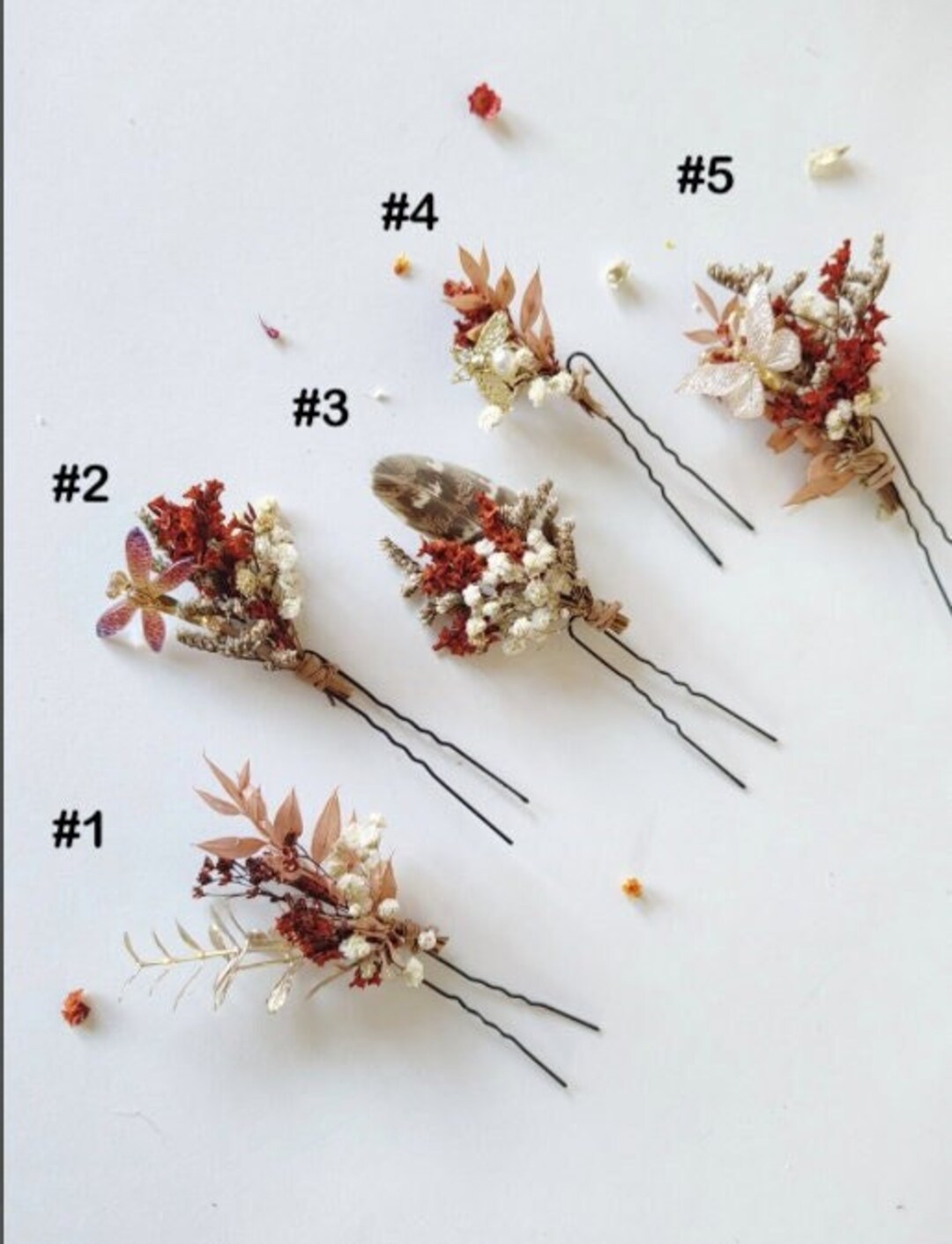 Hairpins With Bees Terracotta Flowers Glam Headpiece Terracotta and ...