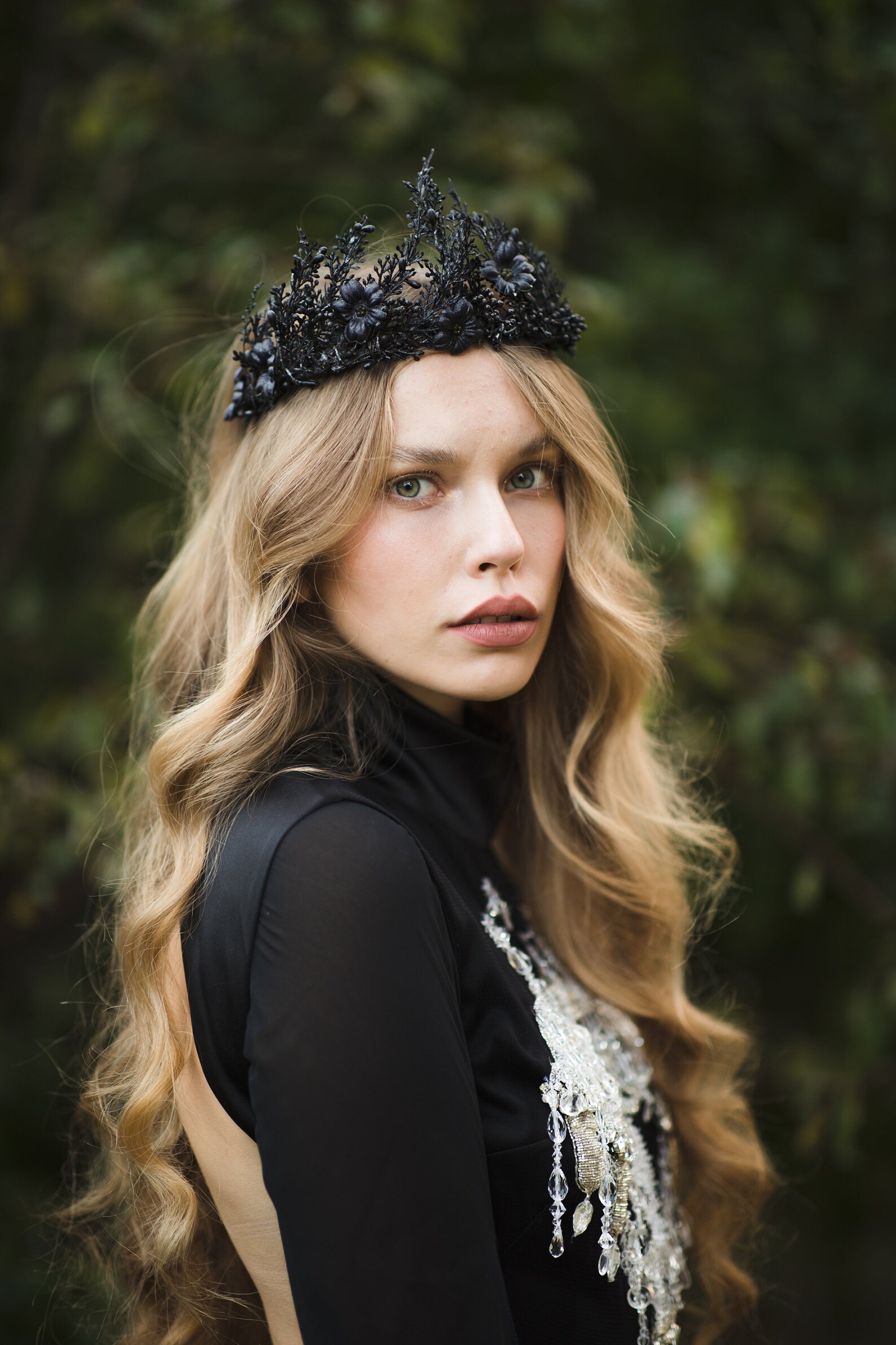 Black Flower Crown Evil Queen Tiara Black Mean Queen Tiara | Etsy