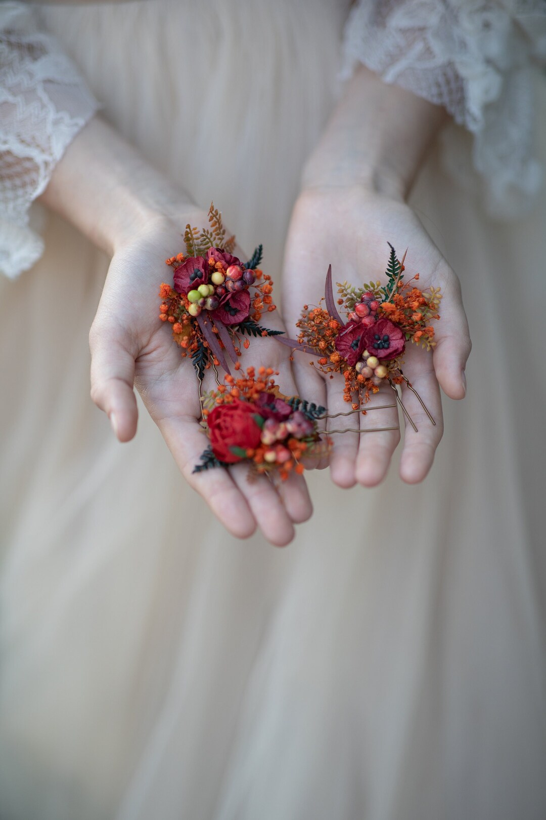 Autumn Flower Hairpins: Bridal Wedding Hair Accessory - Etsy