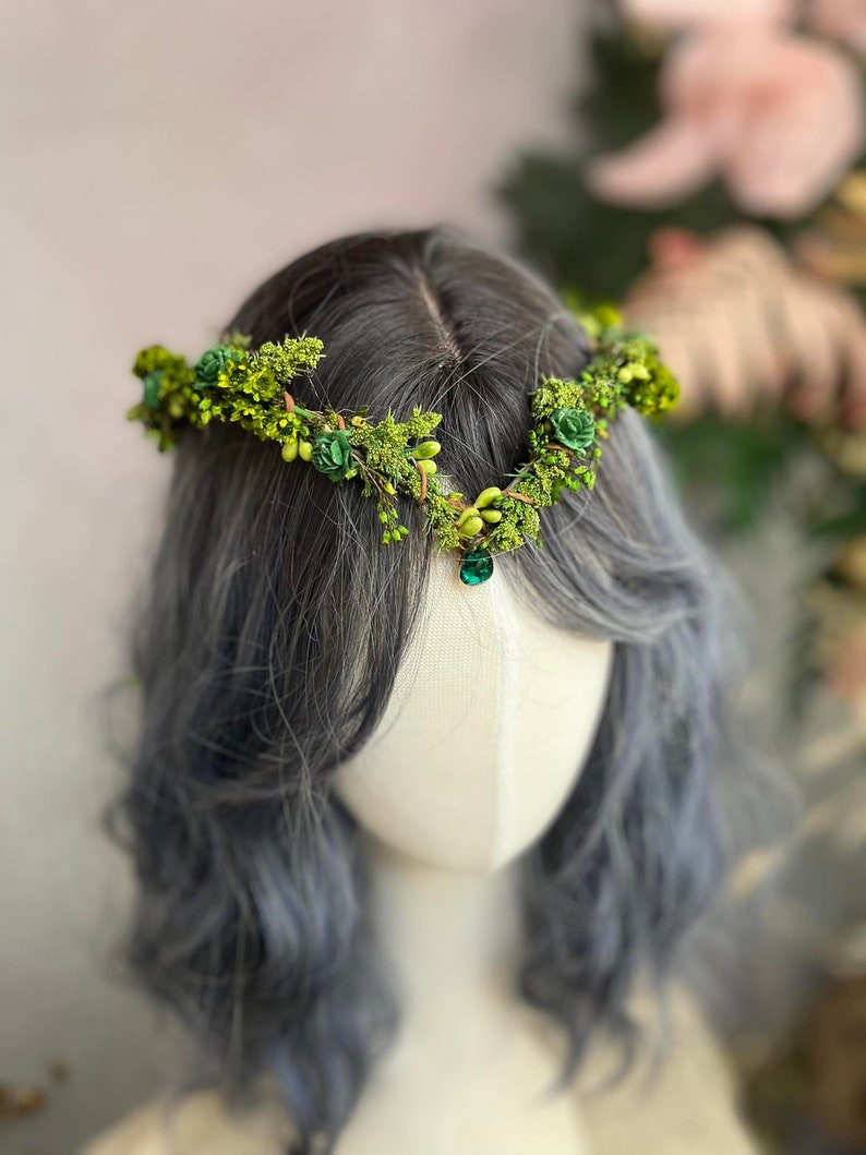 Flower Elf Fairy Tiara Greenery Elven Flower Tiara Elf Tiara - Etsy