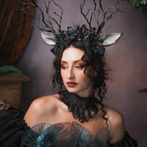 Black Fairy Crown Black Pagan Crown Horns Crown Antlers Crown Deer ...