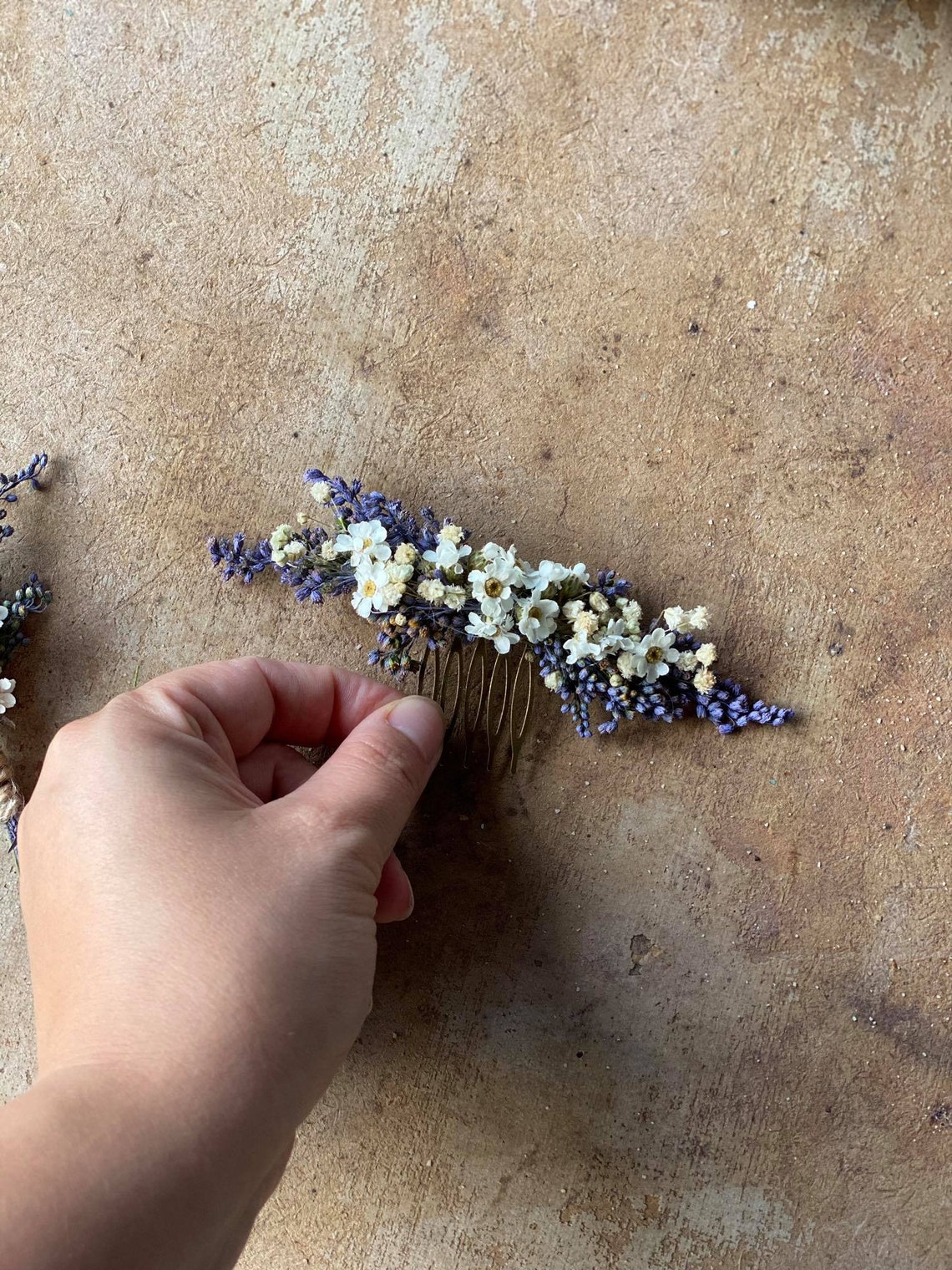 Natural Lavender Hair Comb Violet and White Floral Comb - Etsy